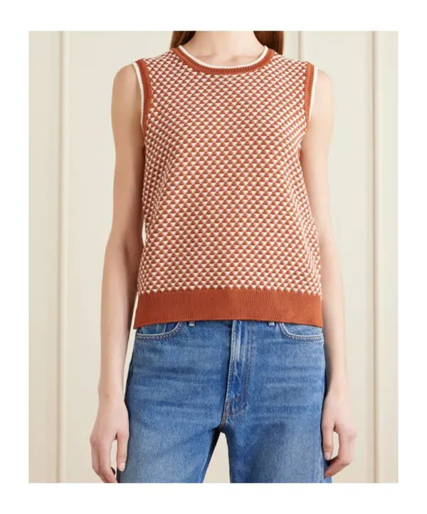 Varley Jenson Two-tone Knitted Cotton Vest