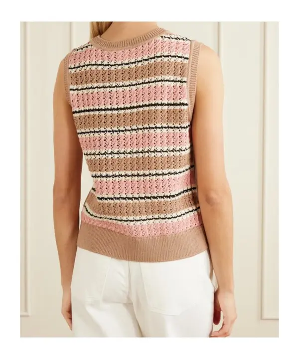 Varley Deeley Striped Crochet Cotton Vest