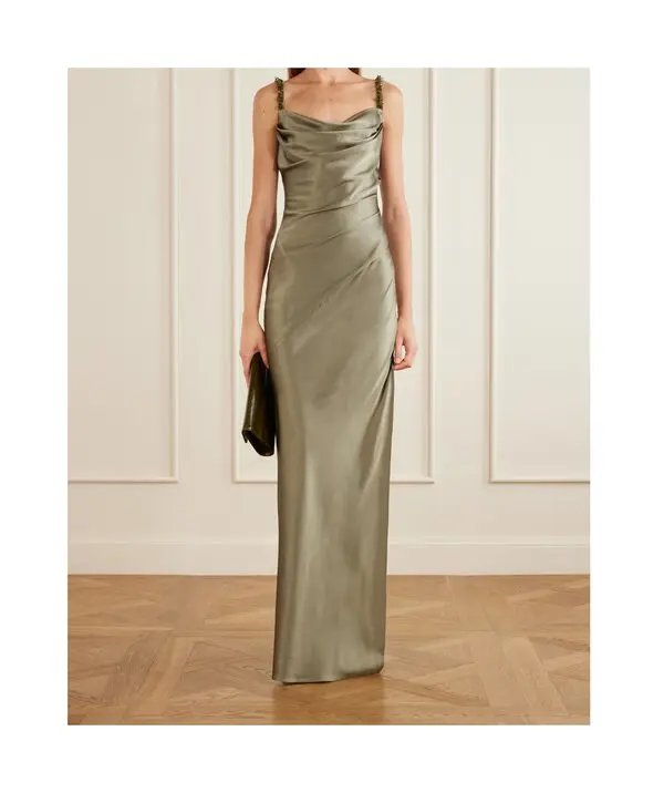 Balmain Embellished Slit Dress - Green