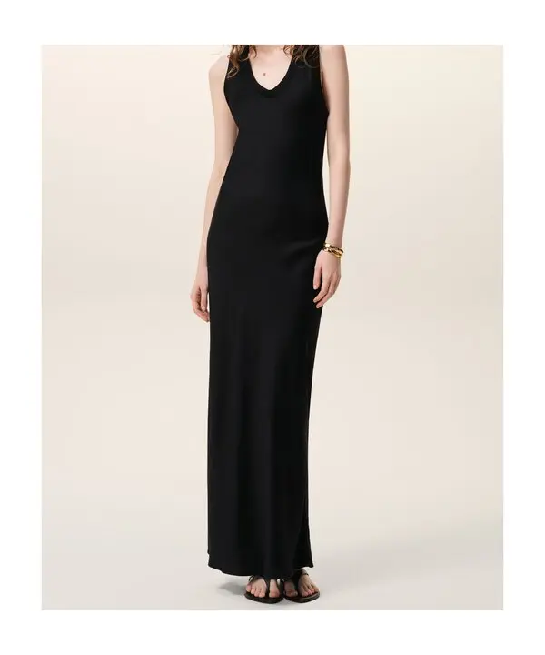 Ami Sleeveless Ribbed Trim Maxi Dress