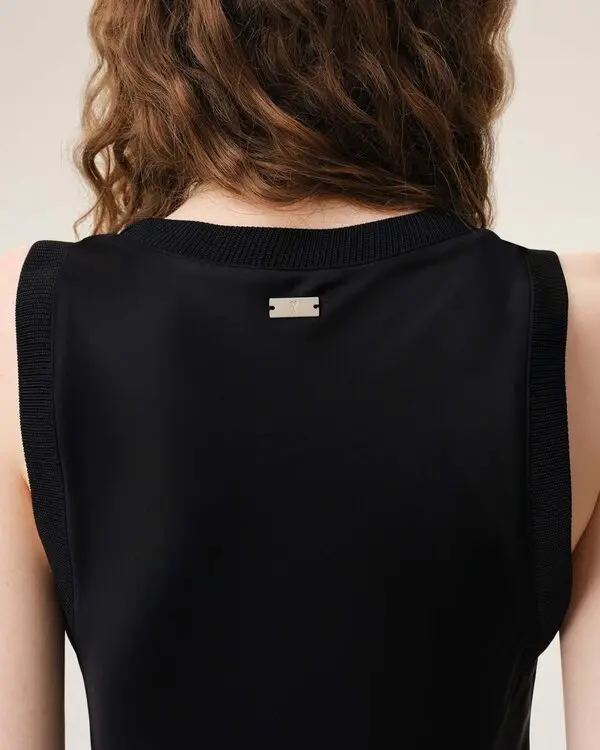 Ami Sleeveless Ribbed Trim Maxi Dress