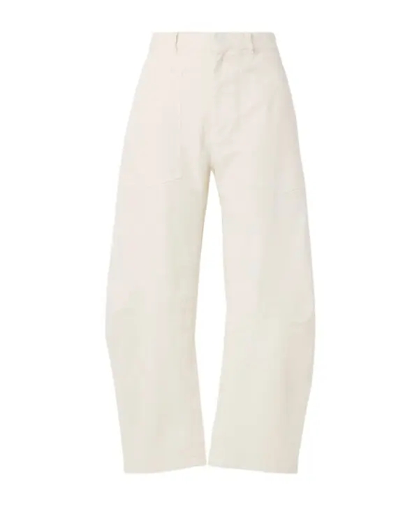 NILI LOTAN Shon Cotton-blend Twill Barrel-leg Pants - Ivory