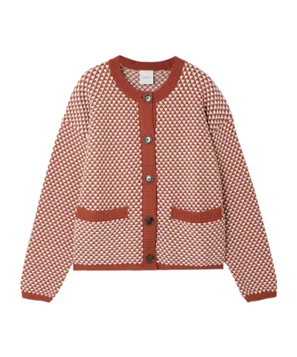 Varley Elmwick Jacquard-knit Cotton Cardigan - Maple Color