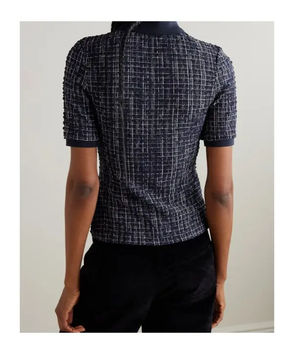 Veronica Beard Benedetta Checked Seersucker Polo Shirt
