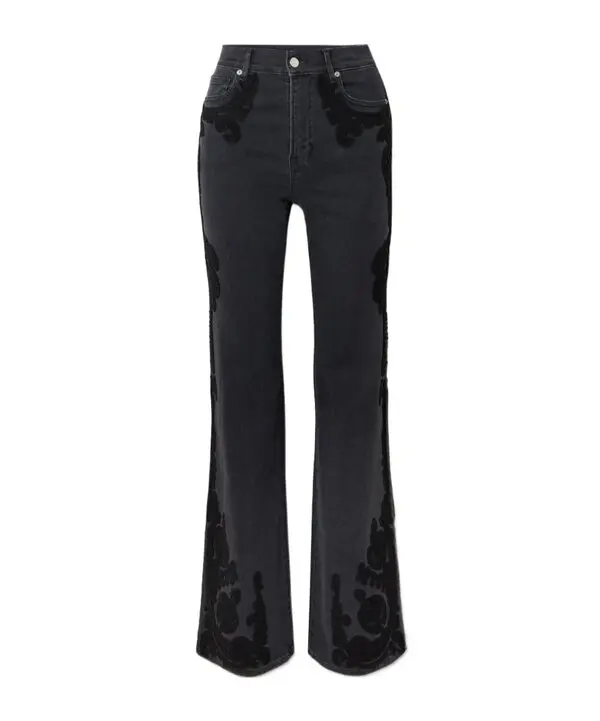Veronica Beard Crosbie High-rise Embroidered Wide-leg Jeans - Black