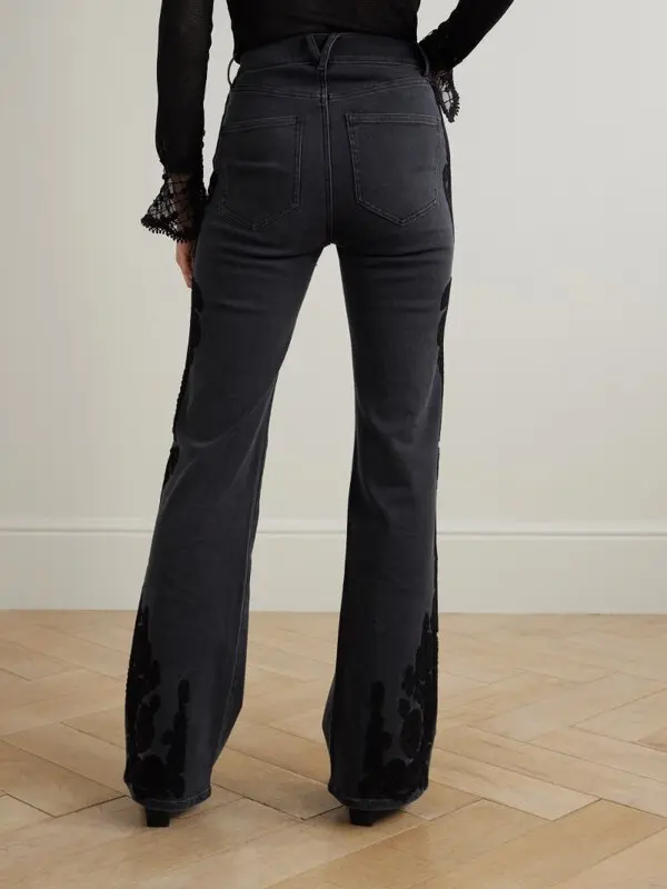 Veronica Beard Crosbie High-rise Embroidered Wide-leg Jeans