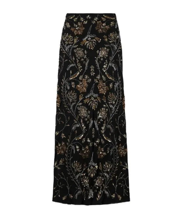Veronica Beard Medina Embellished Crepe Maxi Skirt - Black