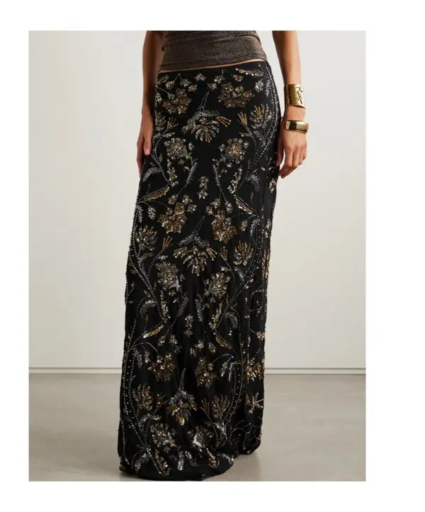 Veronica Beard Medina Embellished Crepe Maxi Skirt