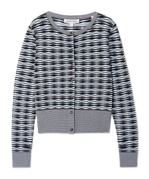 Veronica Beard Cambria Cropped Jacquard-knit Cardigan - Gray