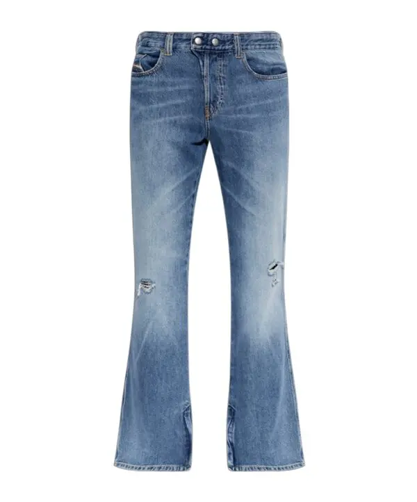 DIESEL® Bootcut Jeans With Distressing And Contrast Stitching - Blue
