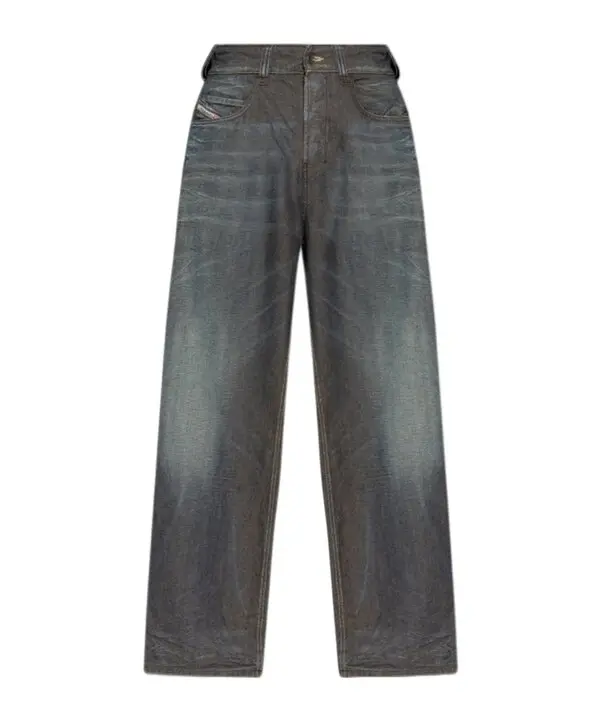 DIESEL® Wide-leg Jeans With Washed Effect - Black