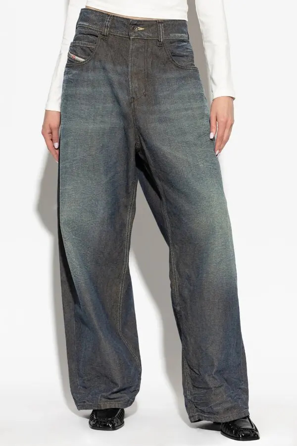 DIESEL® Wide-leg Jeans With Washed Effect