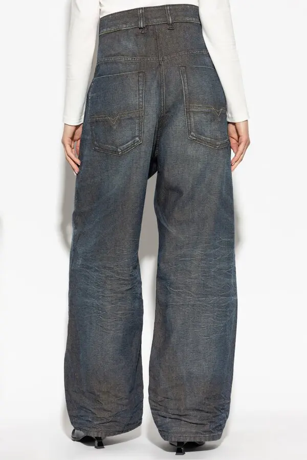 DIESEL® Wide-leg Jeans With Washed Effect