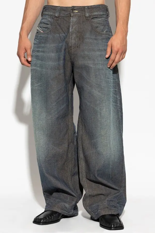 DIESEL® Wide-leg Jeans With Washed Effect