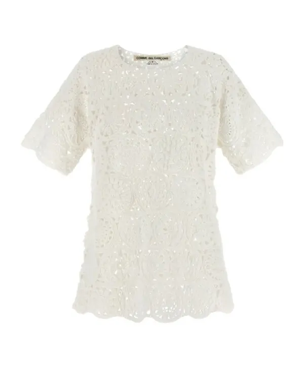 Comme Des Garçons Crochet Short-sleeved Knitwear - White