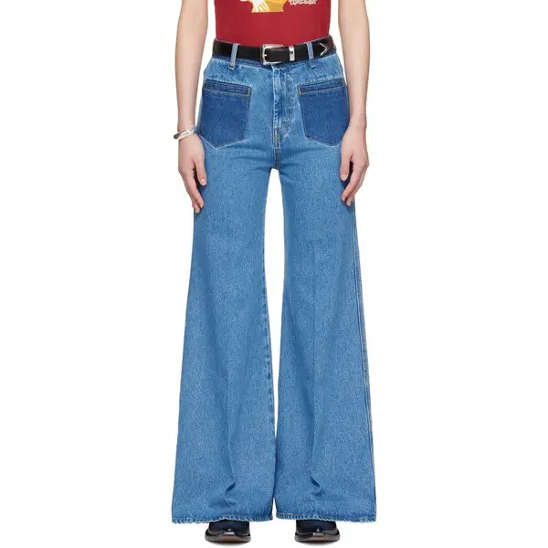 LU'U DAN Bruce Lee Collaboration Nocturnal Flare Jeans - Blue