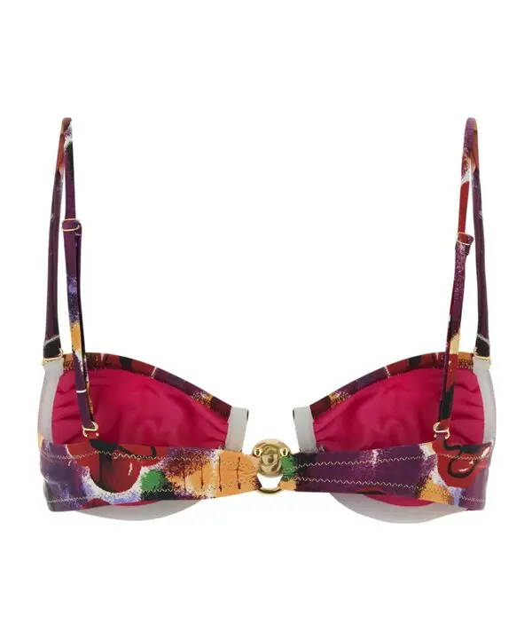 REINA OLGA Printed Stretch Nylon Hammond Bikini Top