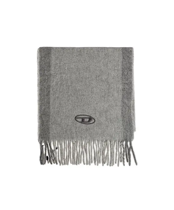 DIESEL® Logo-embroidery Fringed-edge Scarf - Gray