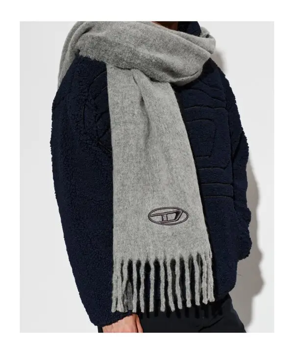 DIESEL® Logo-embroidery Fringed-edge Scarf