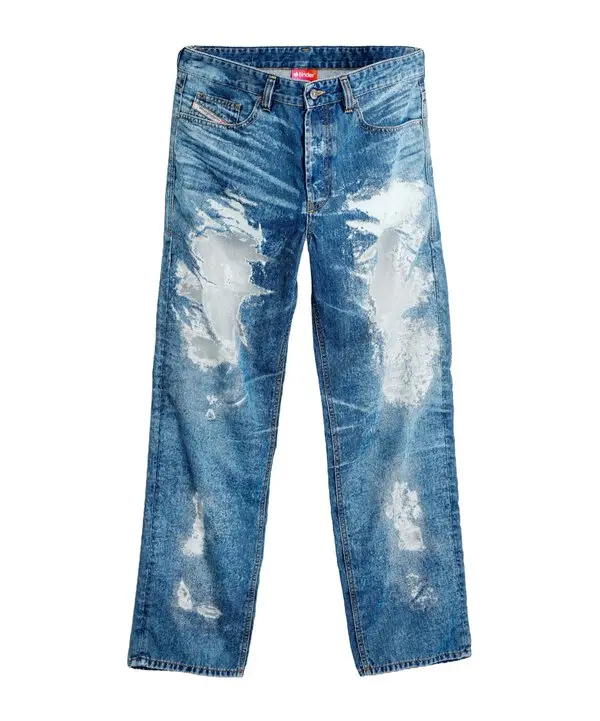 DIESEL® D-macs Distressed Mesh-panel Jeans - Medium Blue
