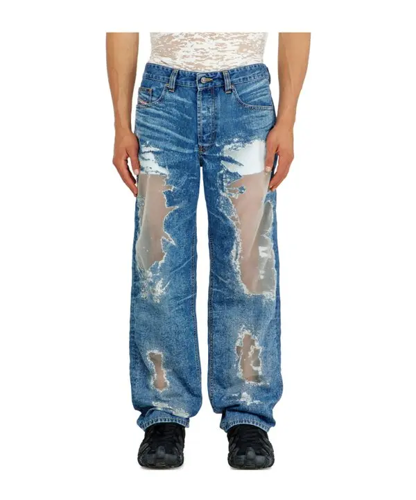 DIESEL® D-macs Distressed Mesh-panel Jeans