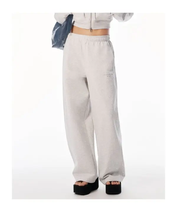 Alexander Wang Relaxed Fit Straight-leg Pants With Crystal Detailing - Light Heather Ash