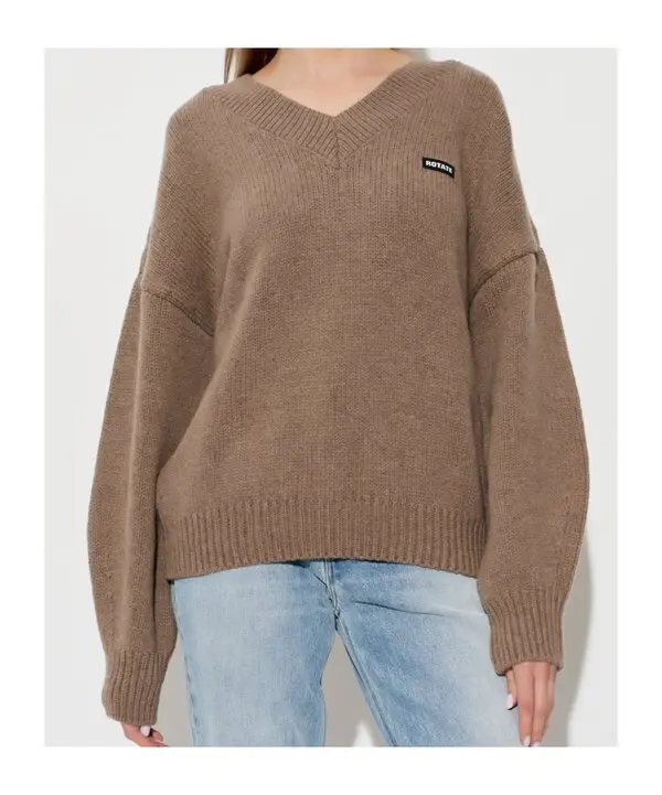 ROTATE BY BIRGER CHRISTENSEN V-neck Long-sleeved Knit Top