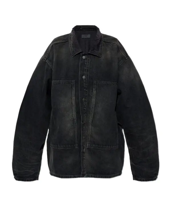 HAIKURE Long Sleeve Button-up Shirt With Chest Pocket - Black