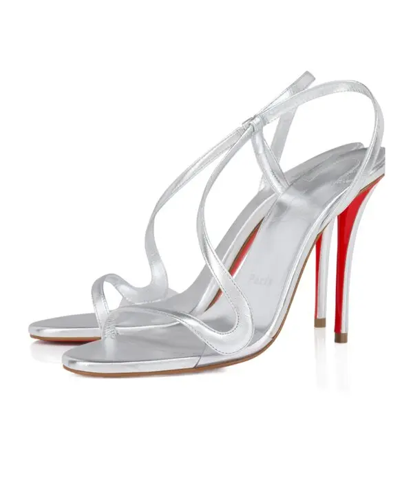 CHRISTIAN LOUBOUTIN Rosa Z Stiletto Heel Sandals - Silver