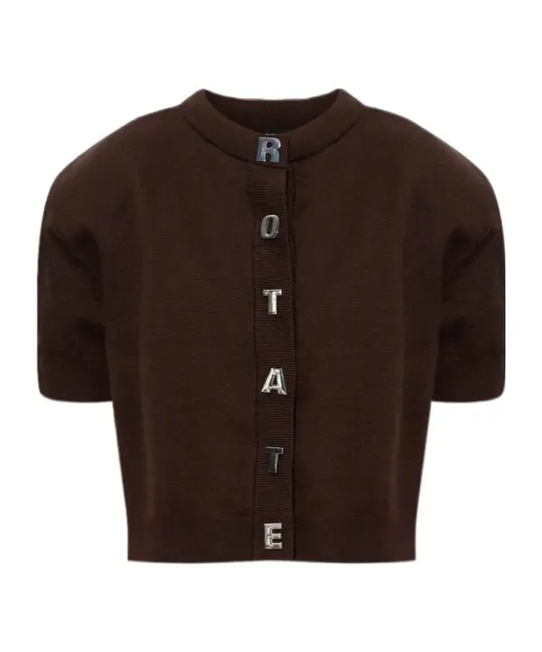 ROTATE BY BIRGER CHRISTENSEN Firm Knit Short-sleeved Cardigan - Black