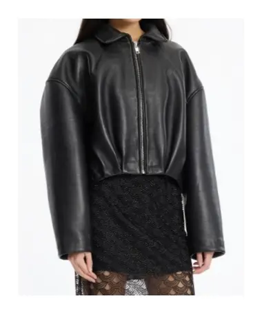 ROTATE BY BIRGER CHRISTENSEN Collared Leather Jacket