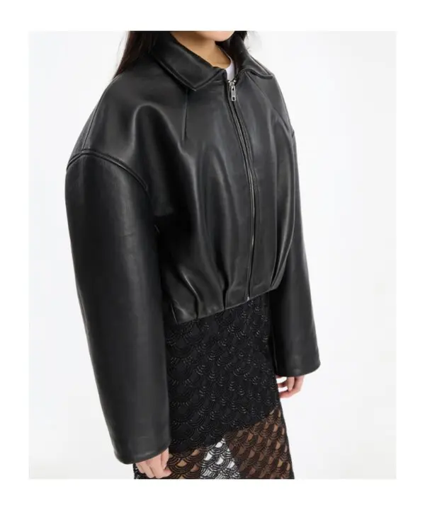 ROTATE BY BIRGER CHRISTENSEN Collared Leather Jacket