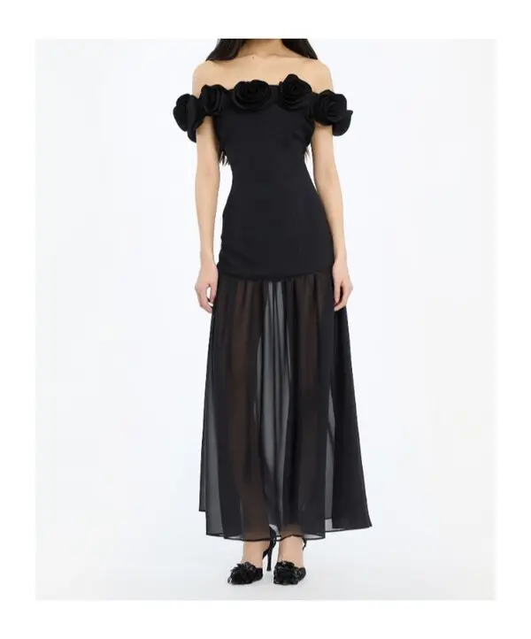 ROTATE BY BIRGER CHRISTENSEN Crepe Flower Maxi Dress