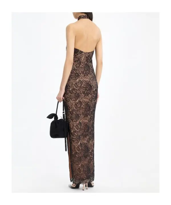 ROTATE BY BIRGER CHRISTENSEN Lace Halterneck Maxi Dress