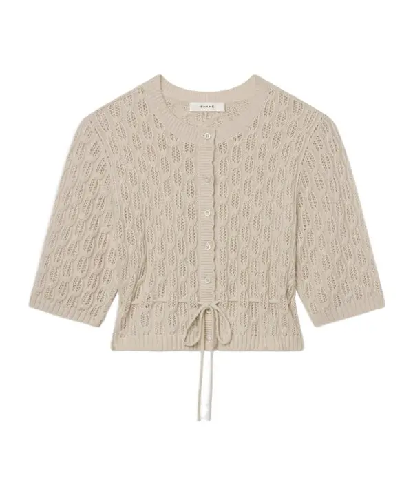 FRAME Wool And Cashmere Short-sleeved Knitwear - Oatmeal