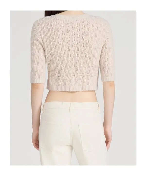 FRAME Wool And Cashmere Openwork Knit Cardigan
