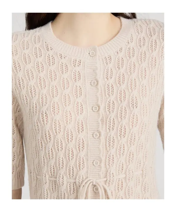 FRAME Wool And Cashmere Openwork Knit Cardigan