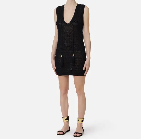Elisabetta Franchi Sleeveless Knitted Mini Dress With Tassel Detail