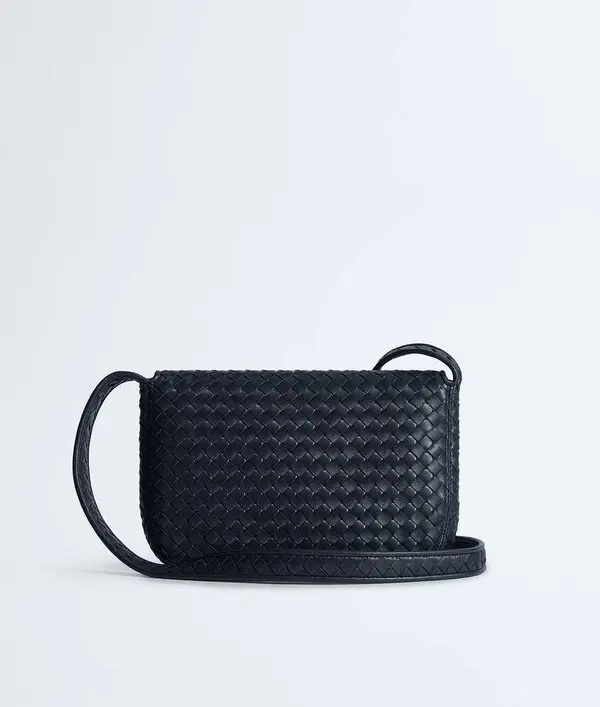 Bottega Veneta Woven Flap Messenger Bag - Midnight Blue