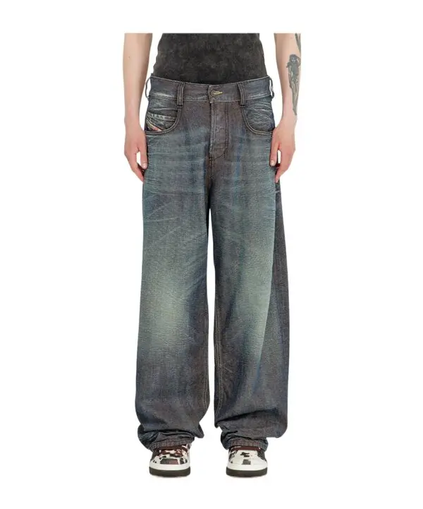 DIESEL® Relaxed Fit Wide Leg Jeans - Dark Blue