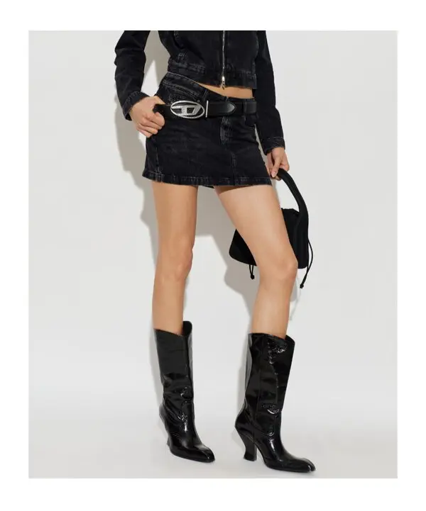 DIESEL® Logo Patch Denim Skirt