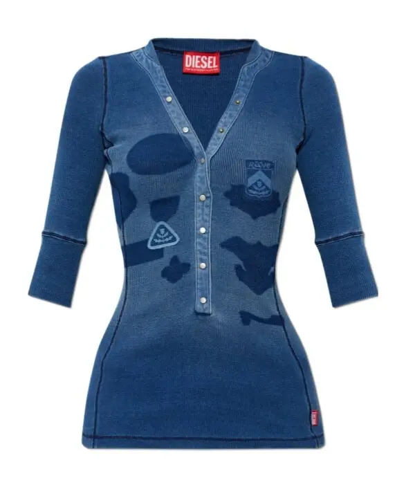 DIESEL® V-neck Cover-up - Blue