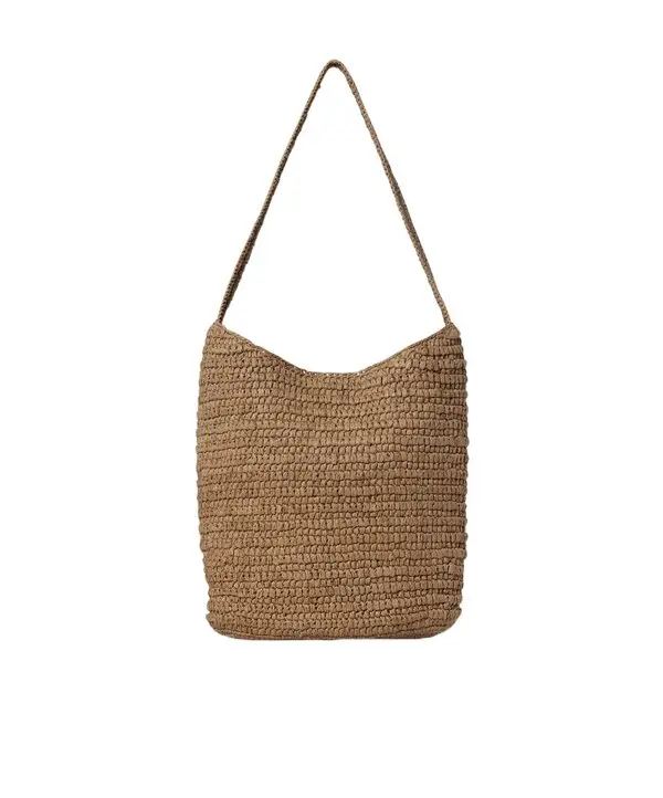THE ROW Alma Shoulder Raffia Bag - Brown