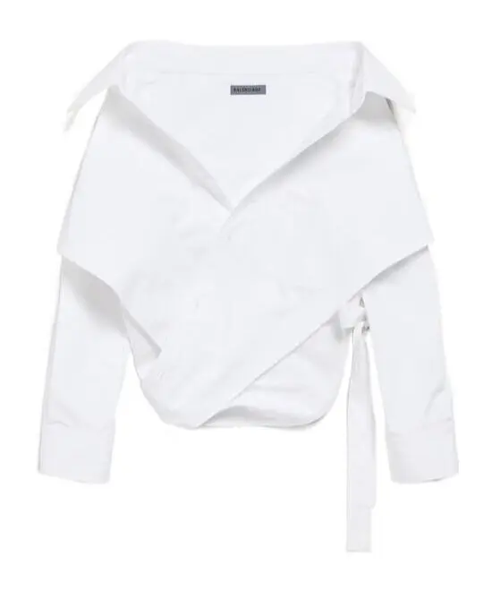 Balenciaga Off-shoulder Wrap Shirt - White