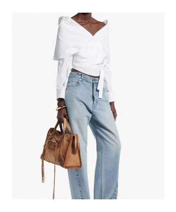 Balenciaga Off-shoulder Wrap Shirt - White