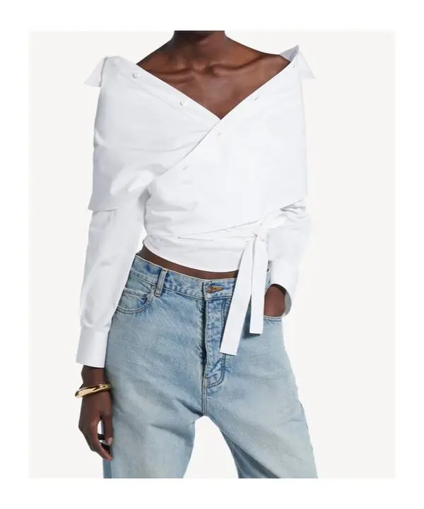 Balenciaga Off-shoulder Wrap Shirt - White