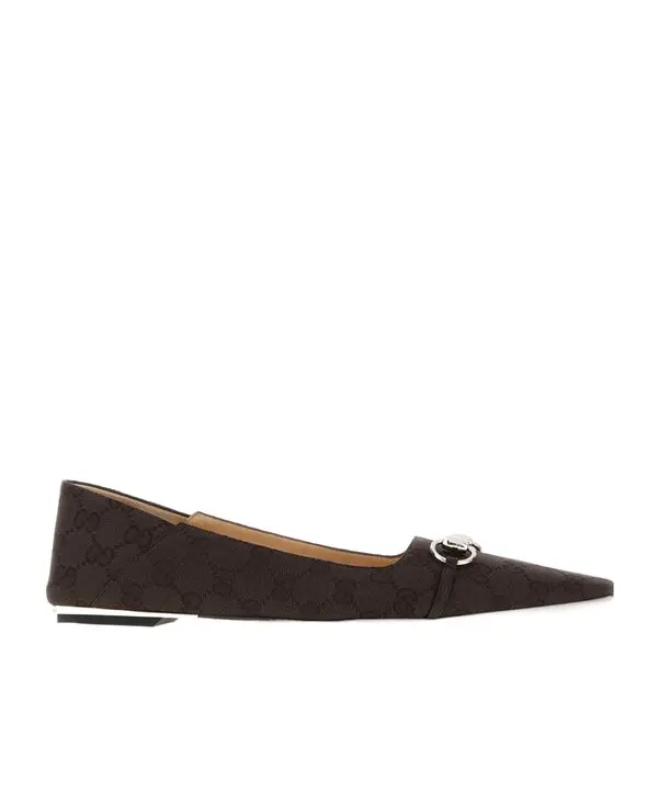 Gucci Gg Buckle Ballet Flats - Black