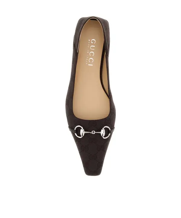 Gucci Gg Buckle Ballet Flats - Black