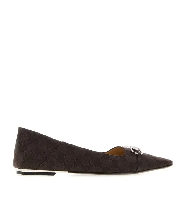 Gucci Gg Buckle Ballet Flats - Black