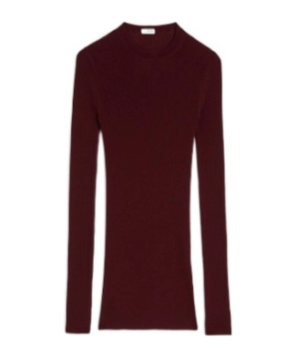JIL SANDER Crew Neck Lightweight Wool Sweater - Cherry